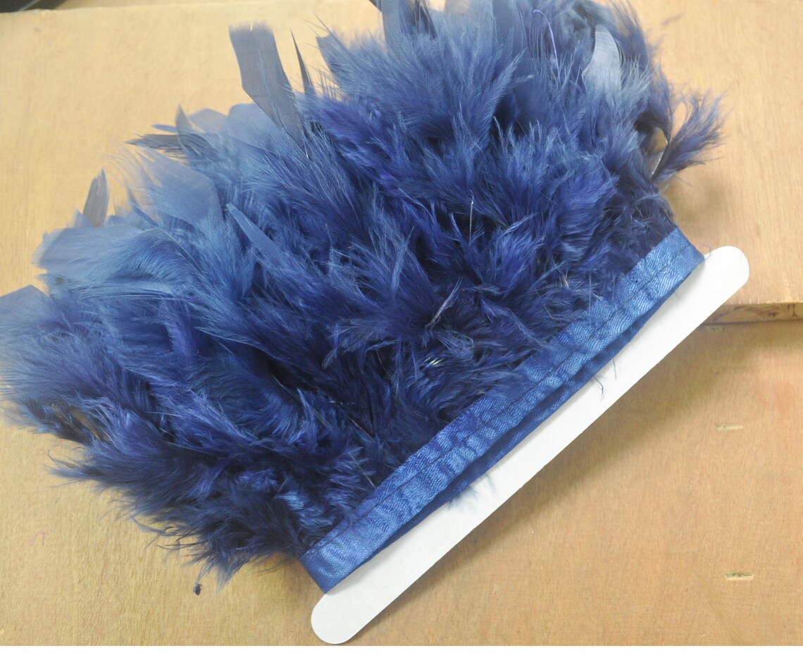 Feathernavy Blue Turkey Feather Trim1 Yard/2 Yards/5 - Etsy