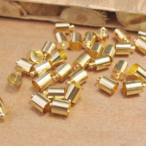 50pcs Gold Brass End Caps,tassel End Caps.gold End Caps for Cord ...