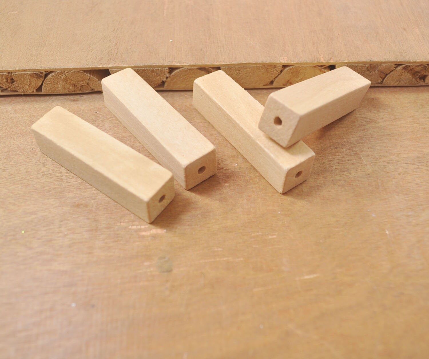 15pcs Wood Tubes,square Wood Tube Beads，natural Rectangle Wood Bead ...