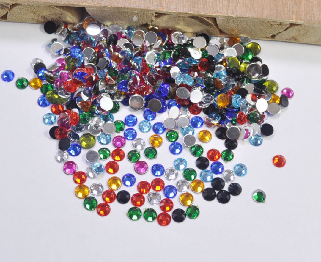 5000pcs Mixed Color Rhinestones,acrylic Round Rhinestones,faceted,flat ...