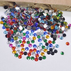 5000pcs Mixed Color Rhinestones,acrylic Round Rhinestones,faceted,flat ...