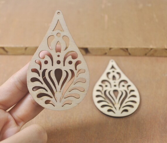 10 Pieces Teardrop Shape Wood PendantsNatural Wood | Etsy