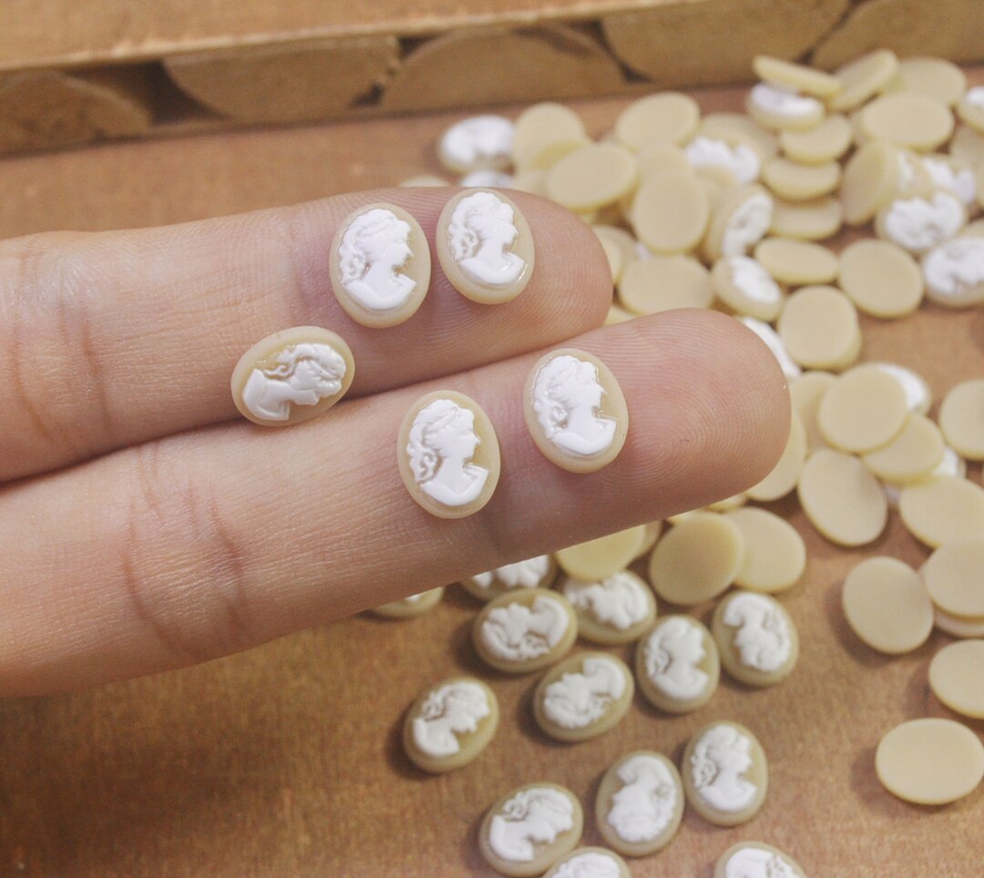 Mini Vintage Khaki Cameos,30-100 Oval Flatback Resin Beauty Head Lady ...