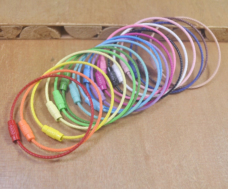 20 Colors Bulk Cable Keychain,1-100pcs Color Coated Stainless Steel ...