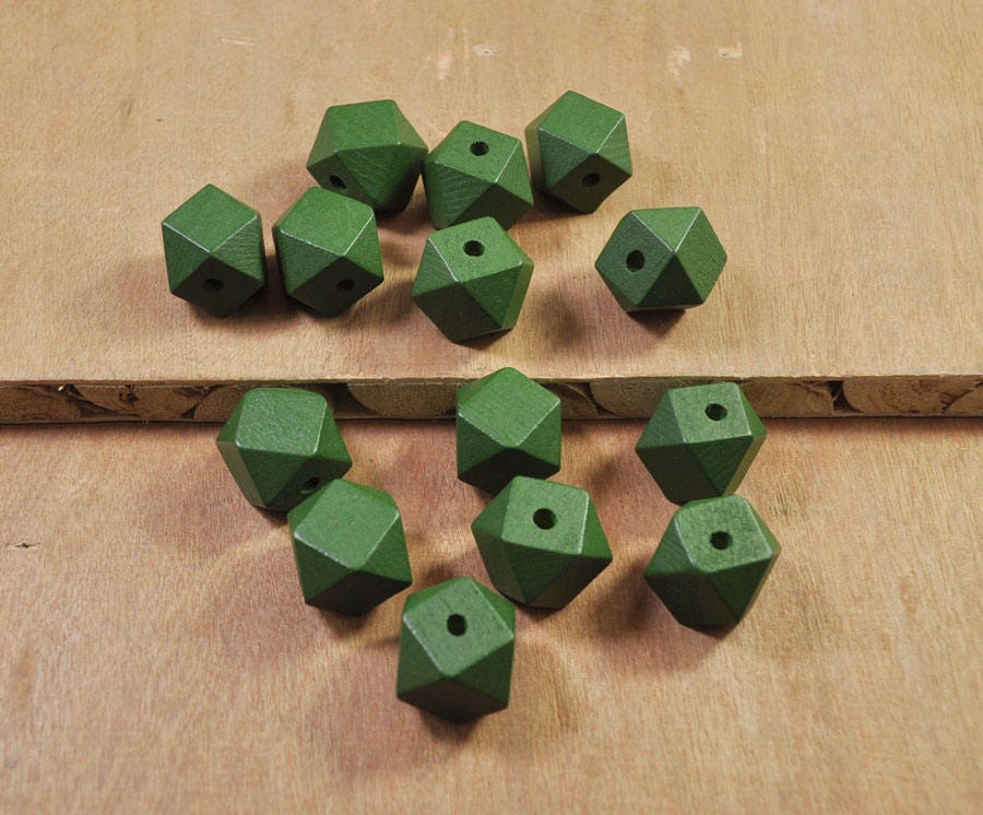 14 Hedron Geometric Figure Wood Beads20pcs 20mm army green | Etsy
