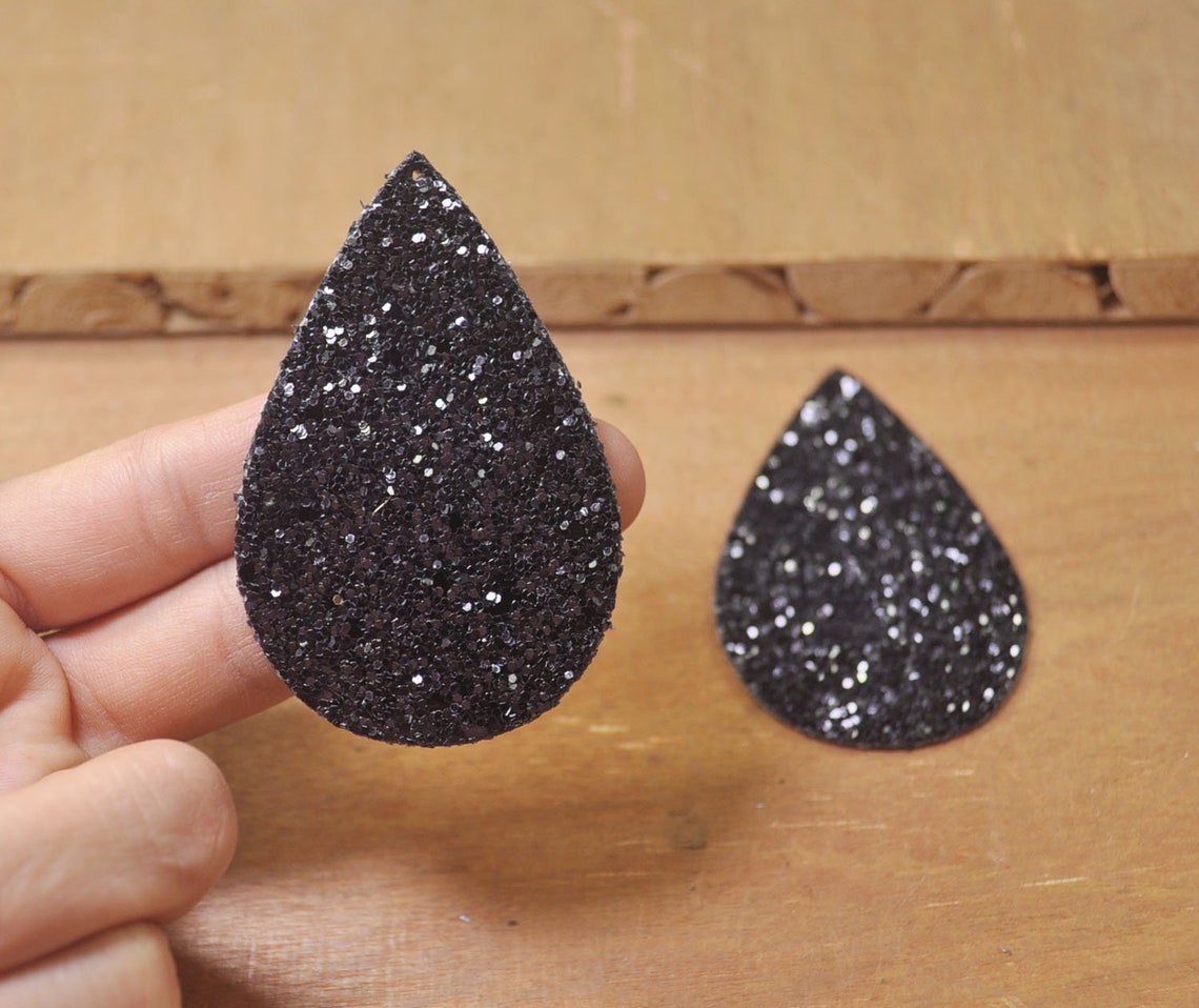 Large Teardrop6/10/20/50pcs Mixed Color Glitter Leather | Etsy