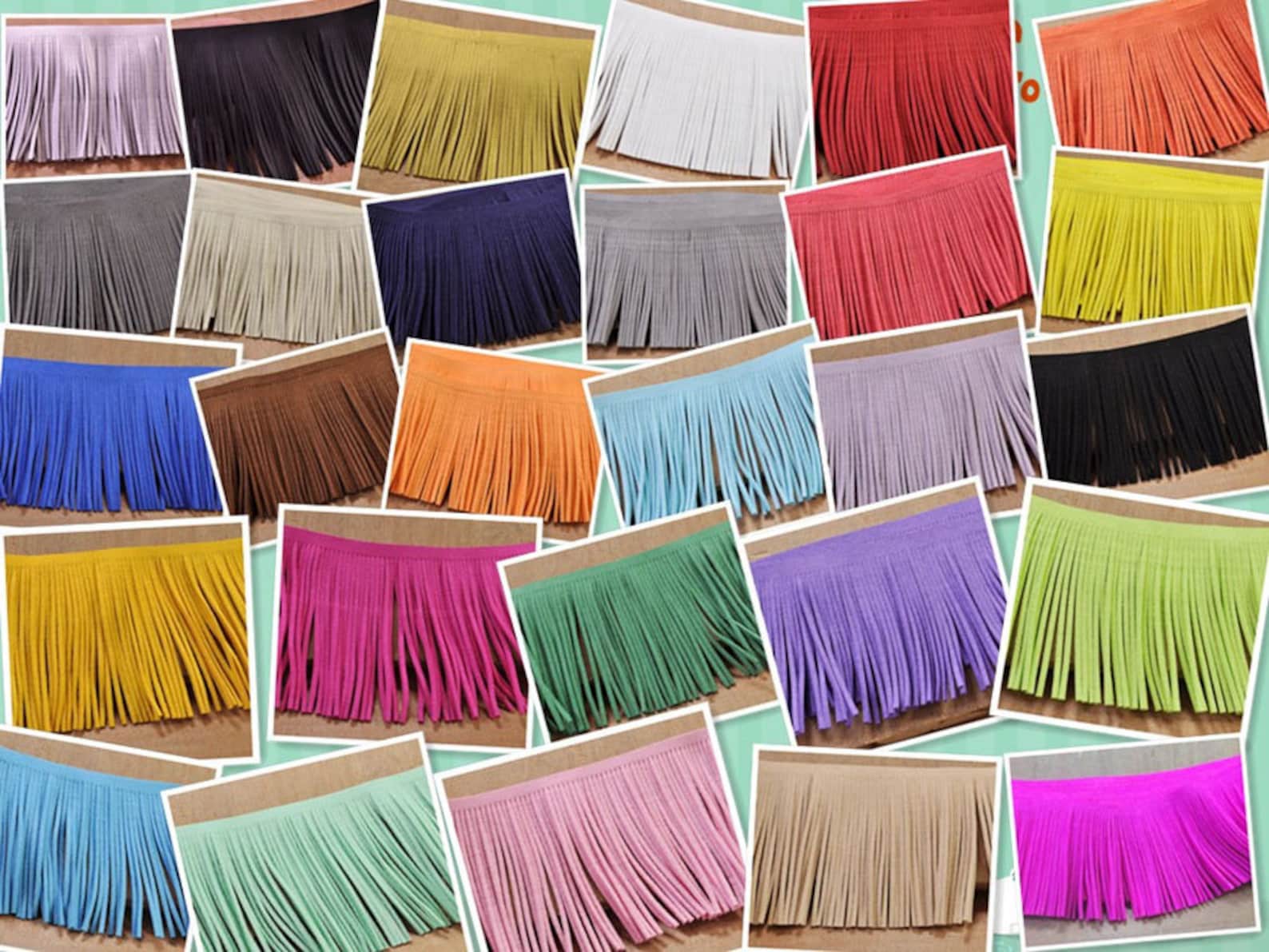 1 Yard 78mm Wide Suede Leather Fringes,28 Color for Costume Fringes ...