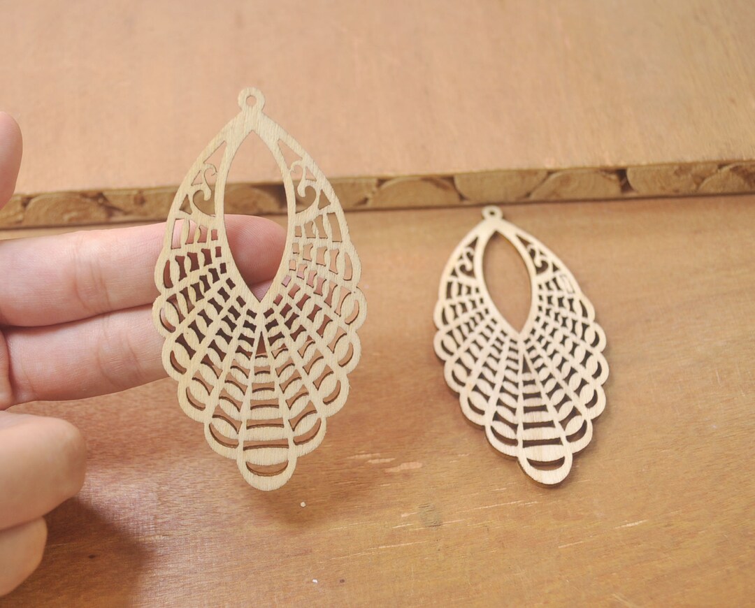 10 Pieces Drop Shape Wood Pendants,natural Wood Earring,flower Wooden ...