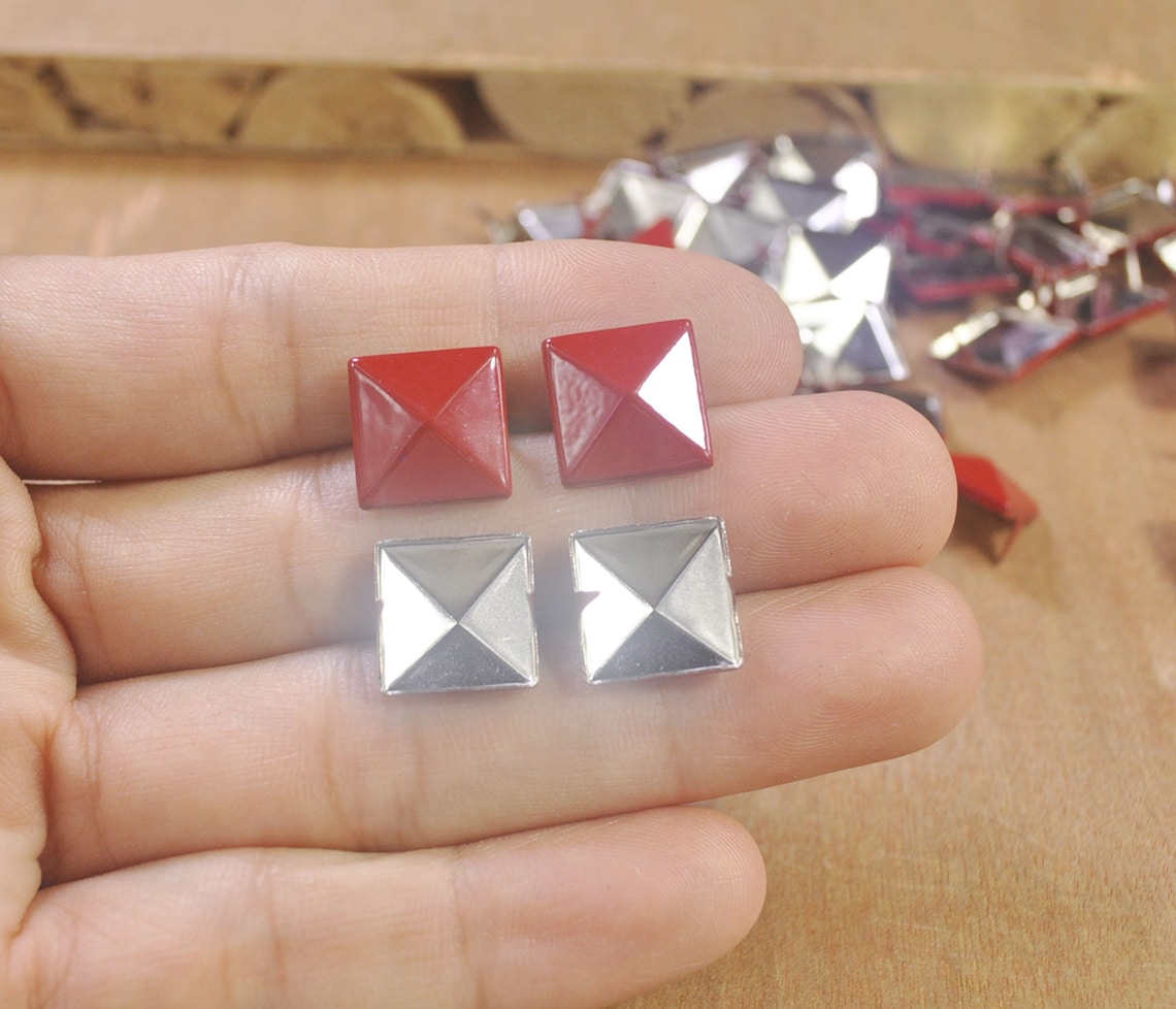 Metal Studs50/100 Red Square Metal Pyramid Studs for Clothing - Etsy