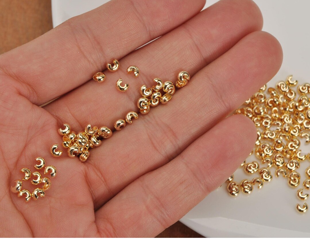 10pcs-1000pcs 18K Gold Plated Crimp Covers,brass Cover Bead 3mm,0.12 ...
