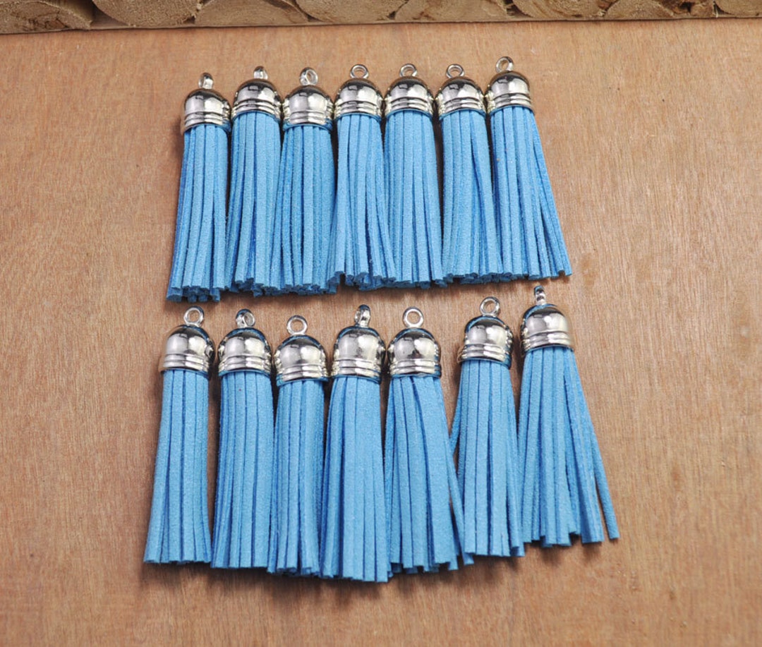20pcs 2.2" Sky Blue Tassels Craft,suede Tassel Necklace,fringe Tassels ...