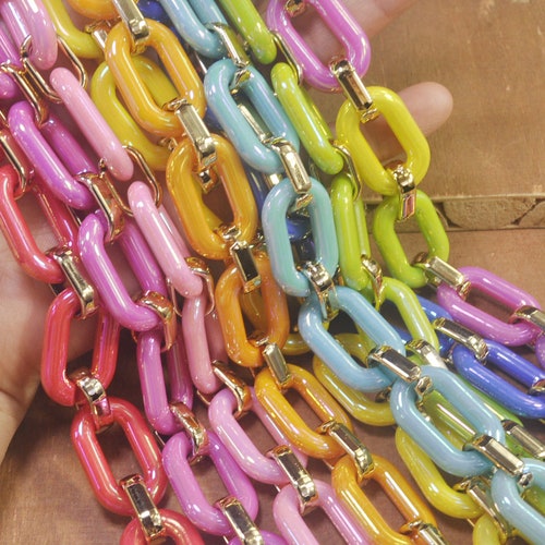 2-50pcs Colourful Plastic Chain20 Inch Acrylic Chain With - Etsy