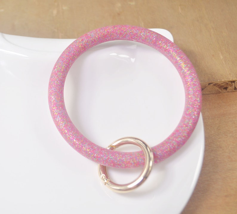 Glitter Silicone Bangle Bracelet Keychain9 Colorslanyard - Etsy