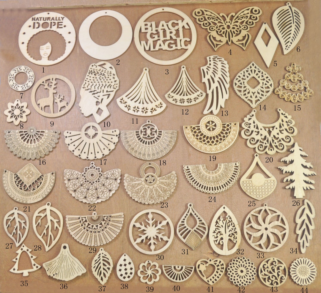 20 Pieces Wood Flower Pendants,diy,blank Unfinished Wooden Filigree ...
