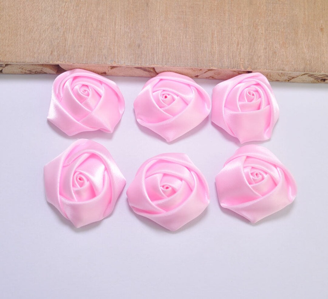 1.37" Silky Satin Roll Rosettes，30pcs Pink Satin Roses,pink Satin ...