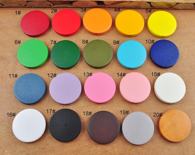 Flat Round Coin Shape Natural Wood 15mm 20mm 25mm 30mm 35mm 40mm Loose ...