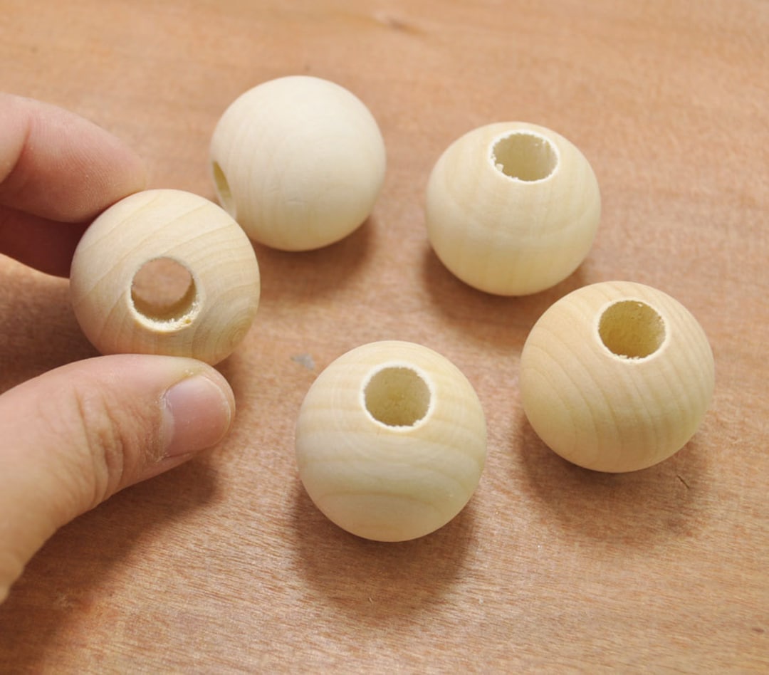 10 Piece 30mm Large Round Wood Beads - Unfinished Wood - Beads Craft ...