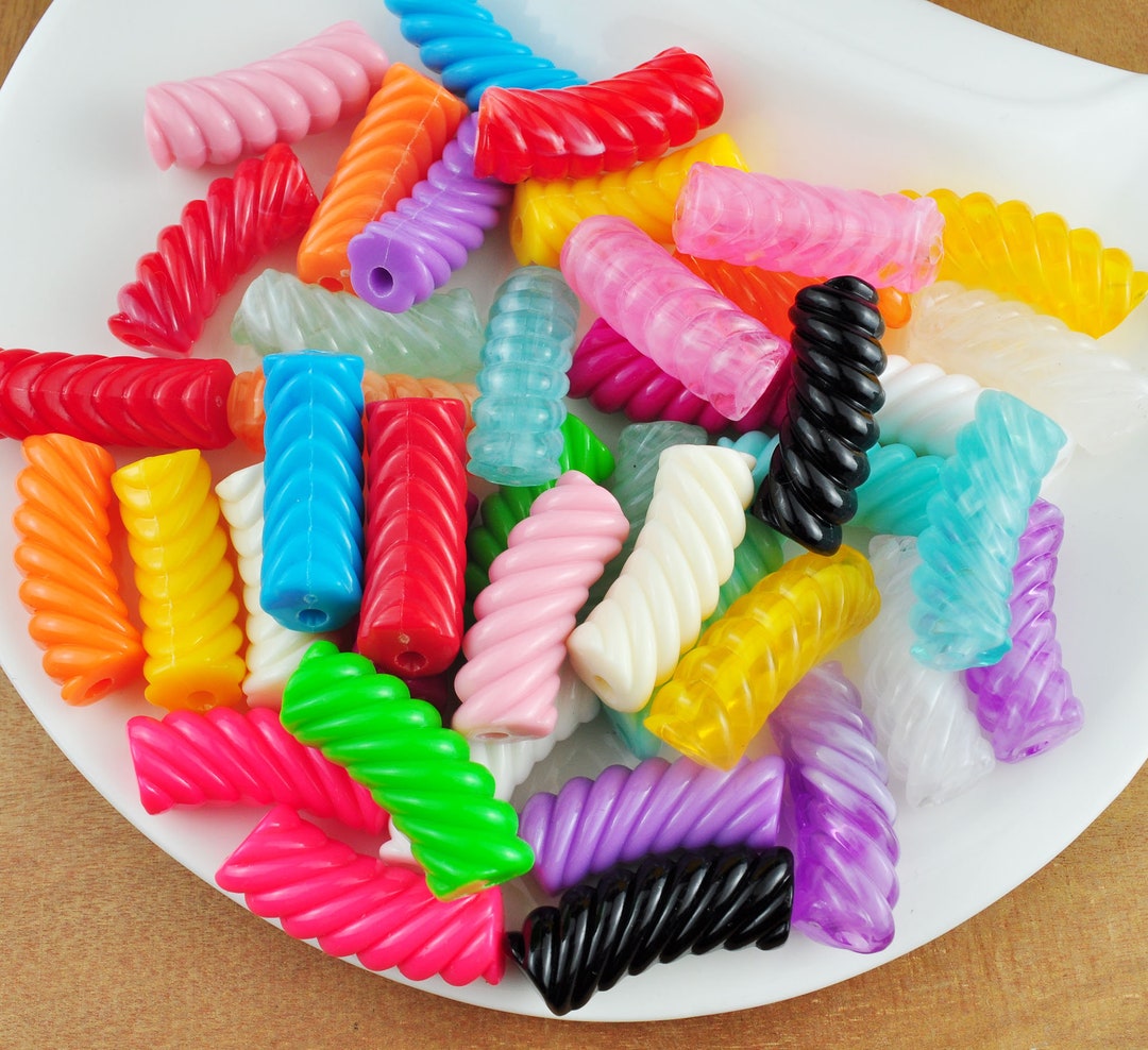 6pcs,new,12mm Twisted Rope Acrylic Marble Tube Beads,bamboo Beads ...