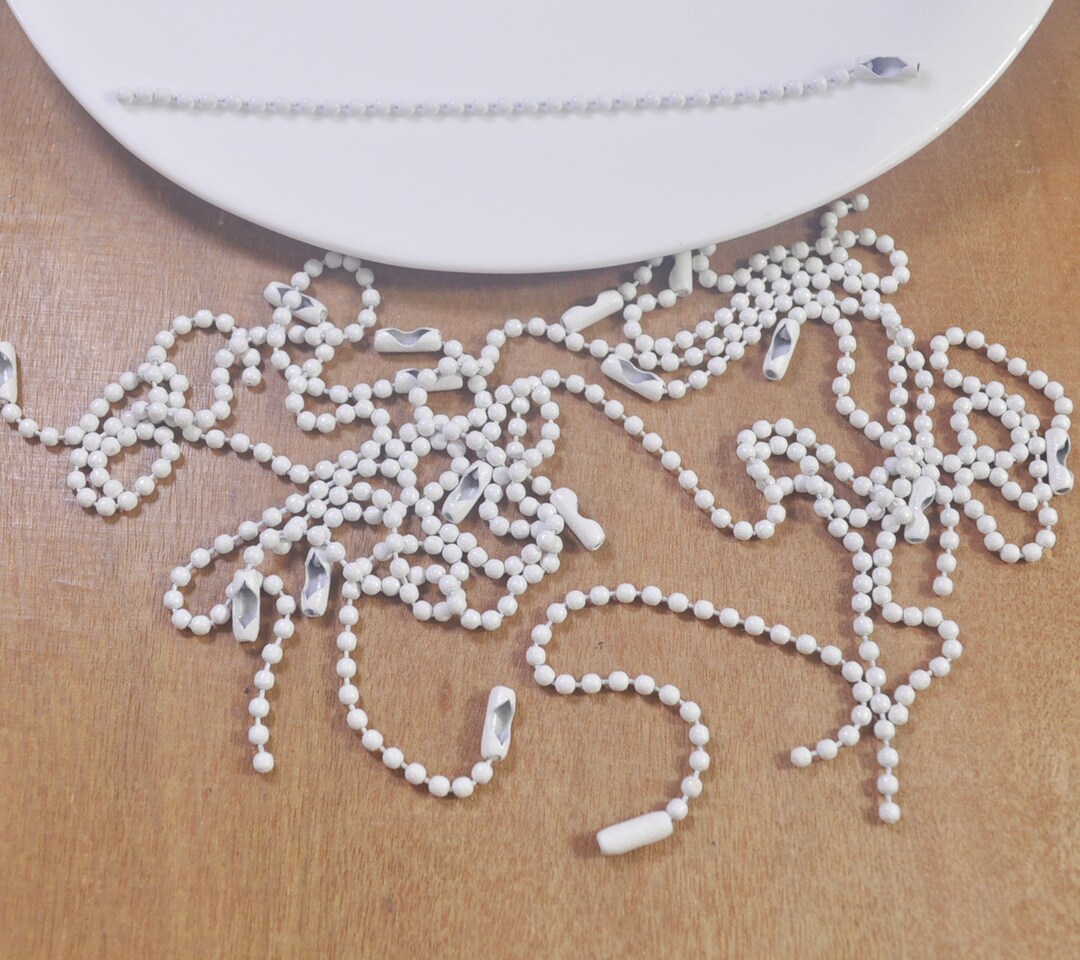Set of 20/50pcs 4.5 Inch White Ball Chain,2.3mm Ball Keychain, Hang Tag ...