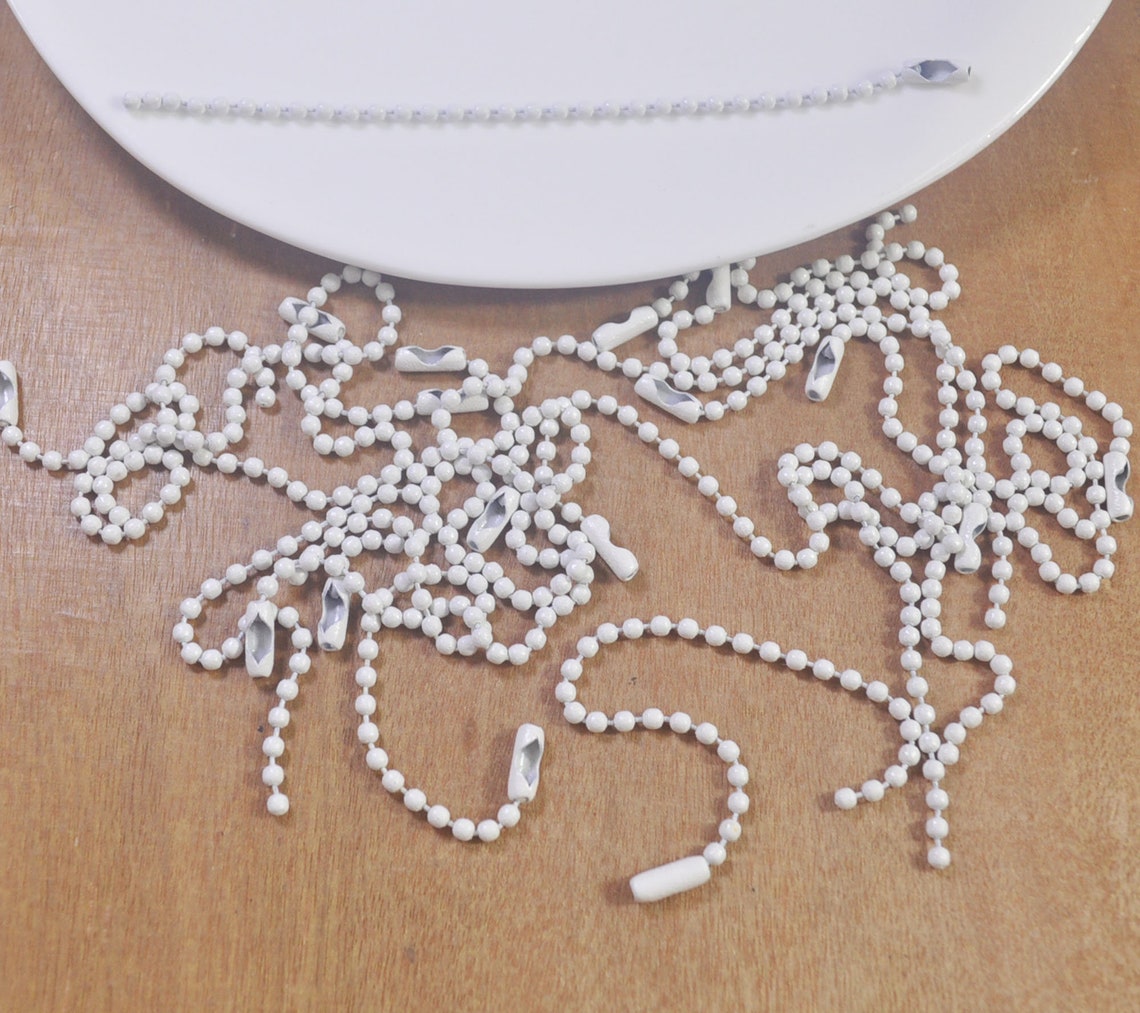 Set of 20/50pcs 4.5 Inch White Ball Chain,2.3mm Ball Keychain, Hang Tag ...