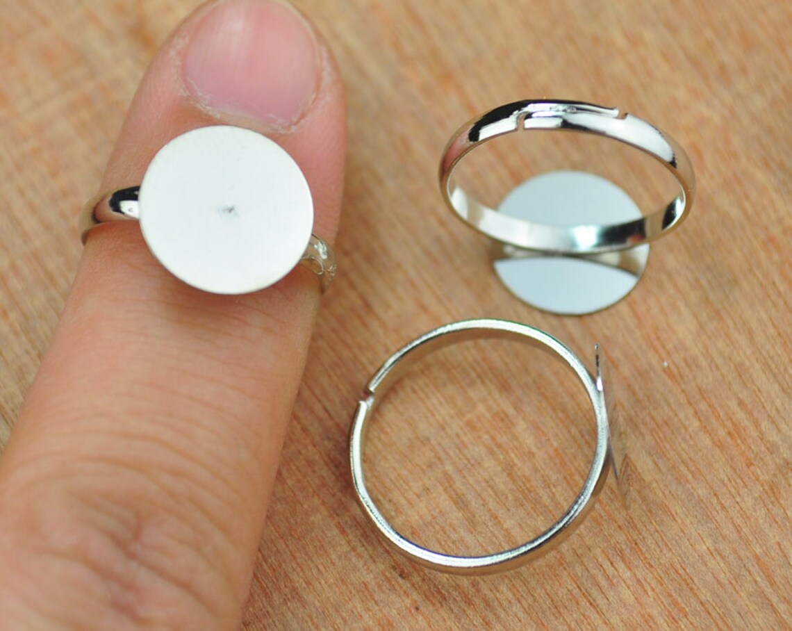 Ring Blanks Wholesale 20pcs White K Plated Adjustable Ring - Etsy
