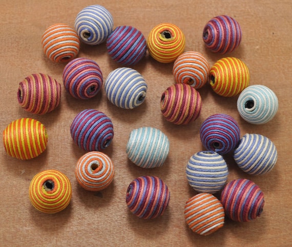 18pcs round beadsRound Acrylic Beadsstripe plastics | Etsy