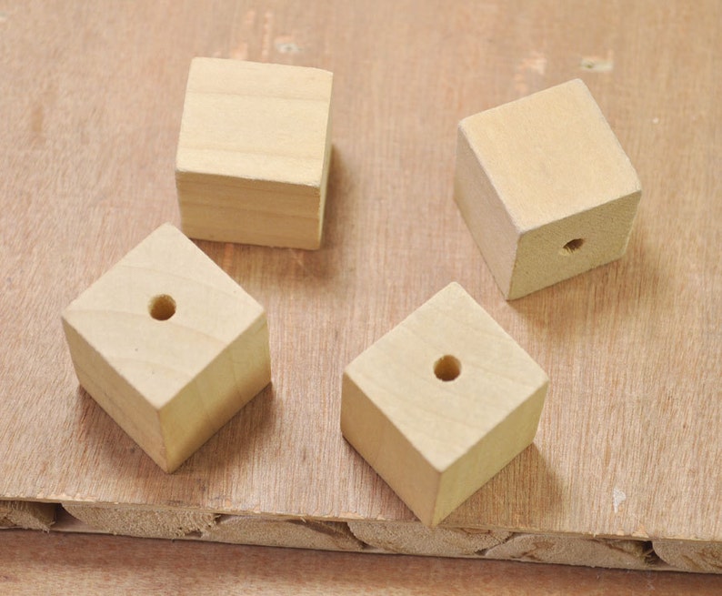 10pcs 25mm Large Square Cube Unfinished Natural Wooden Beads. - Etsy