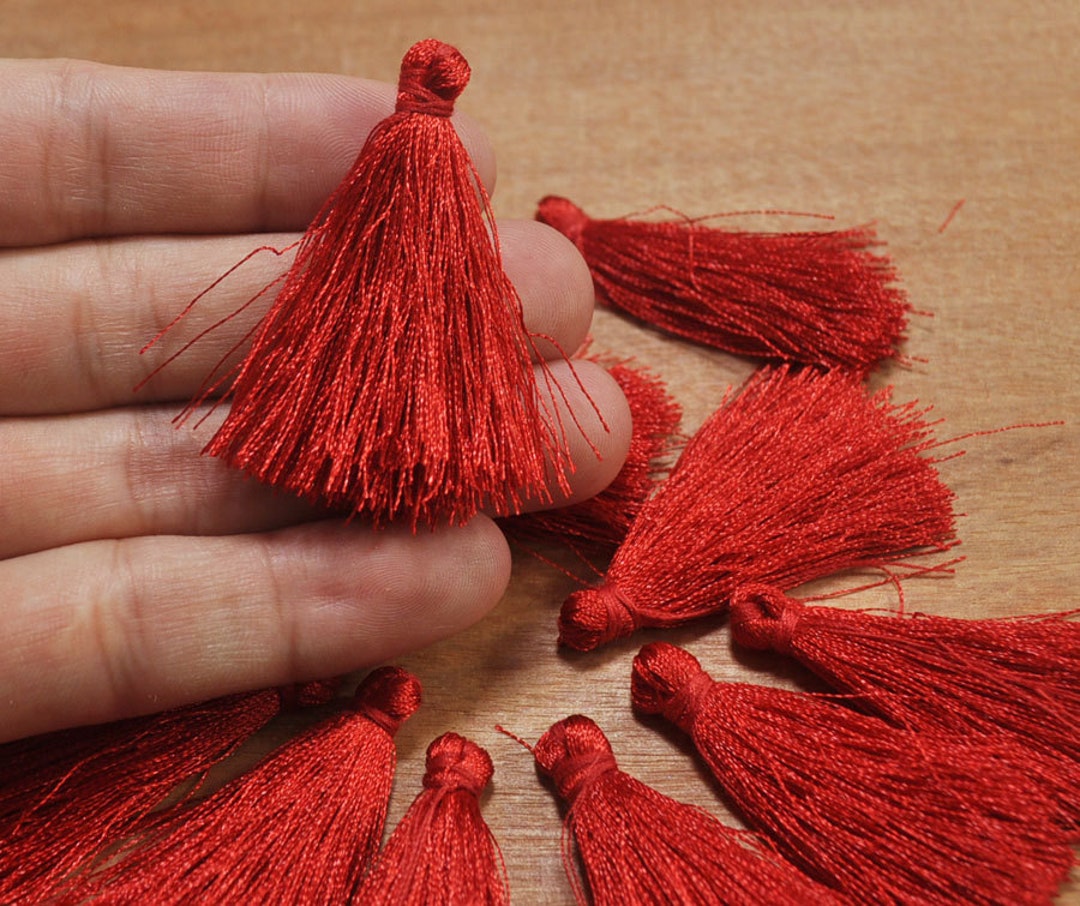 Red Mini Silk Tassel,25pcs 4cm Polyester Silk Tassels/tiny Short Tassel ...