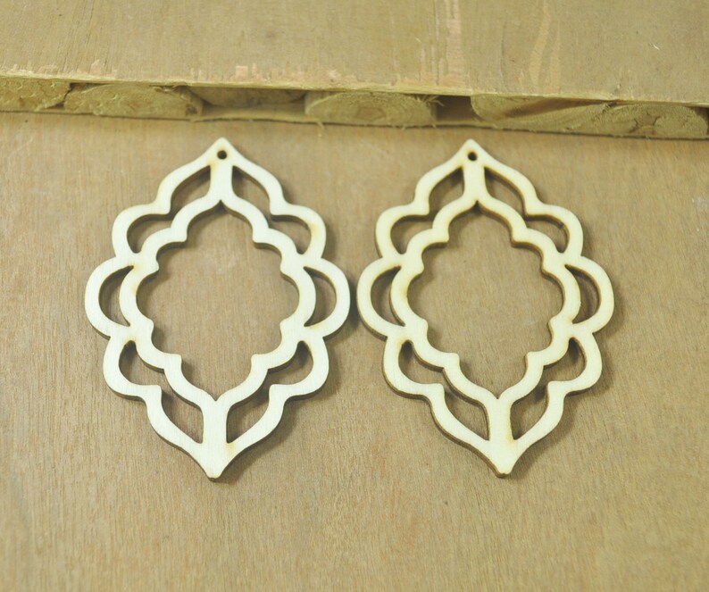 10 Pieces Drop Shape Wood Pendants,unfinished Natural Wooden Filigree ...