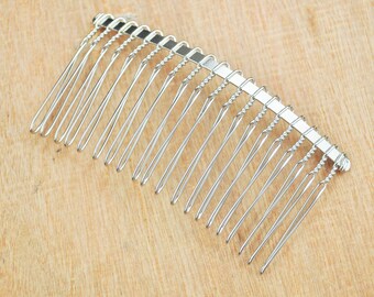 100pcs 5 Teeth Silver Metal Hair Combs Silver Plated Comb | Etsy
