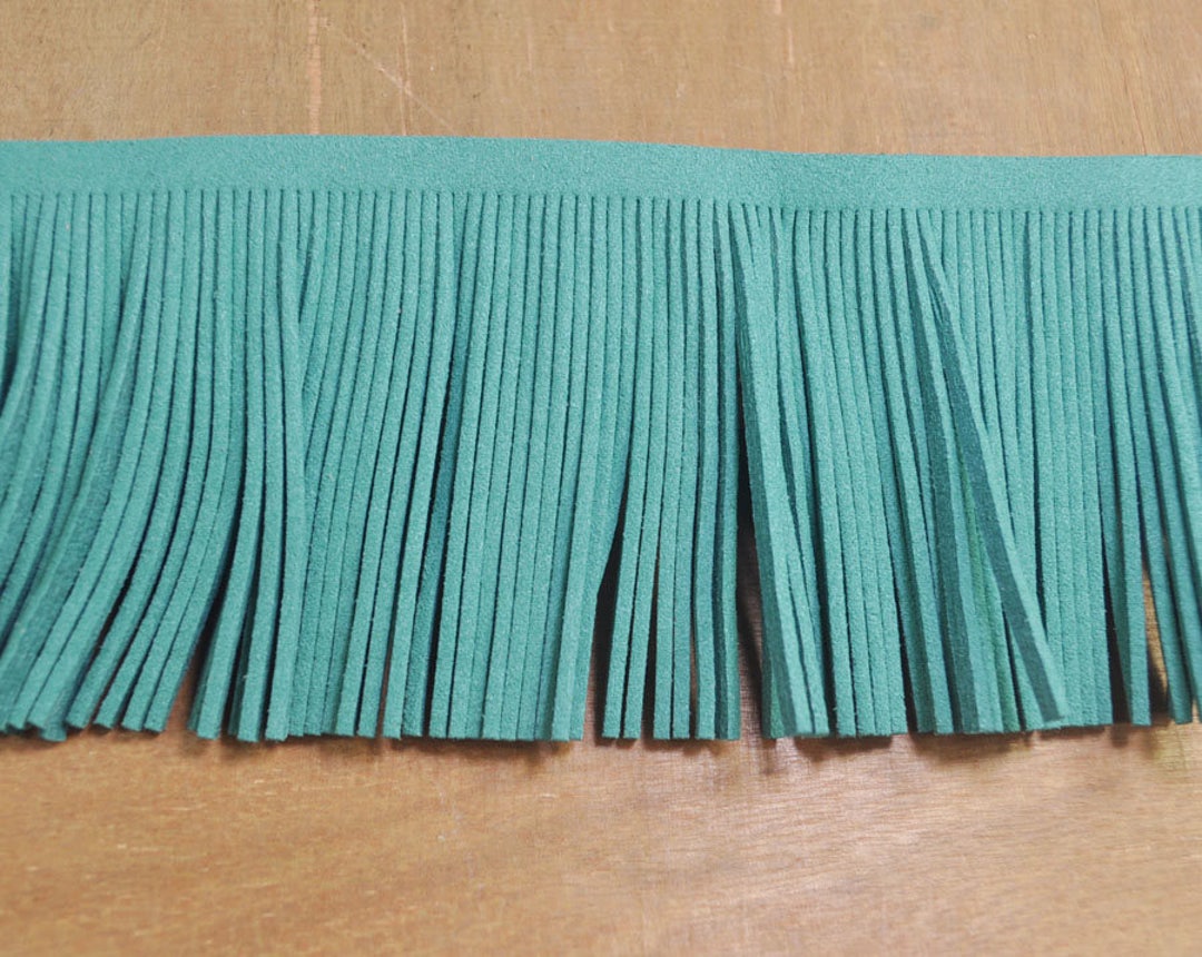 78mm Wide Grass Green Suede Leather Fringes,for Costume Fringes,3.3ft ...