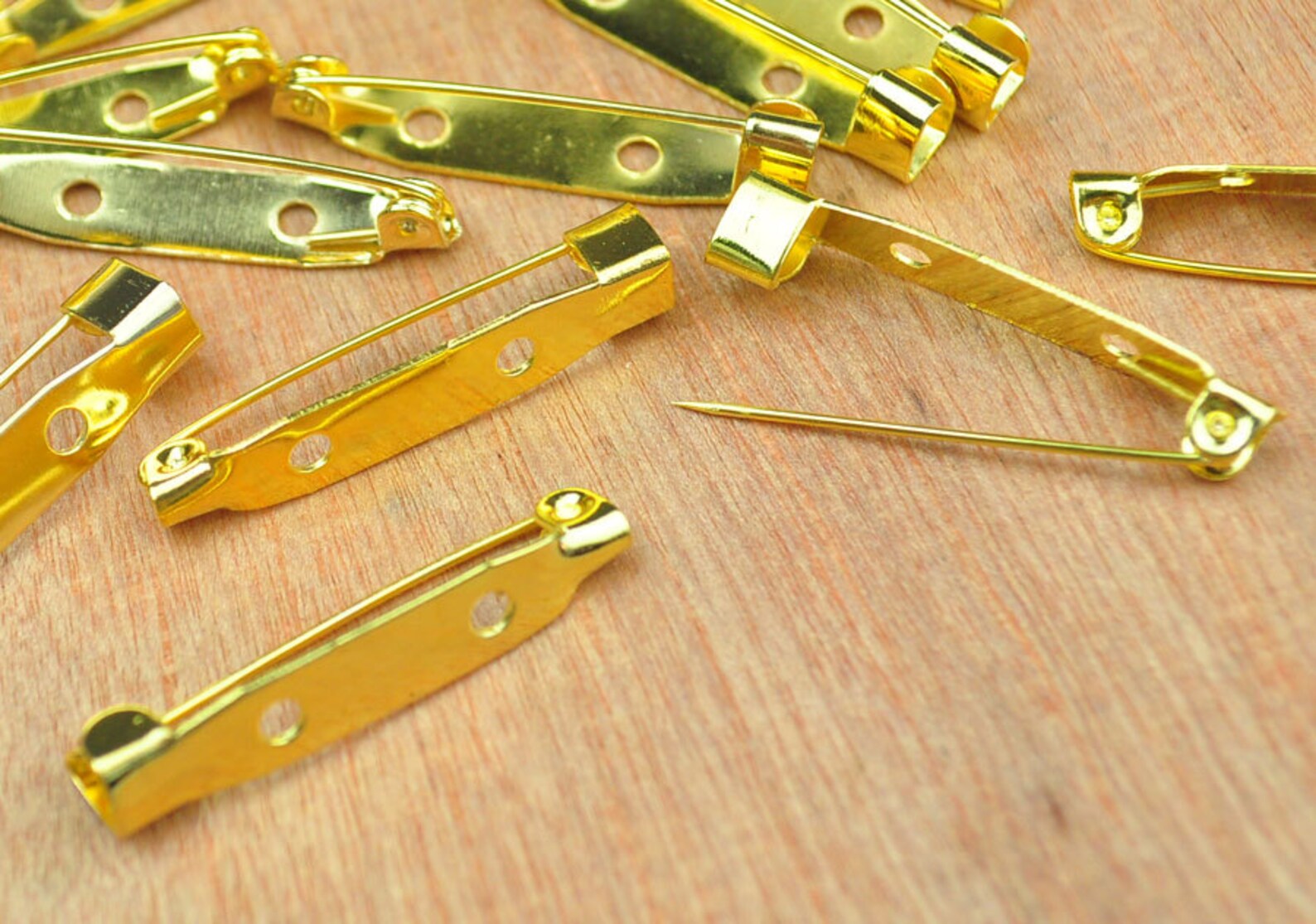 Blank Safe Pin 50 Pieces Gold Metal Bar Pin Back Brooch,safety Pin ...
