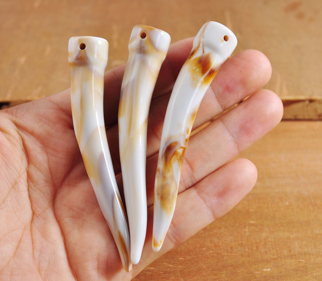 2-10pcs Acrylic Faux Teeth Charms, Resin Pointed Teeth, Tusk Beads ...