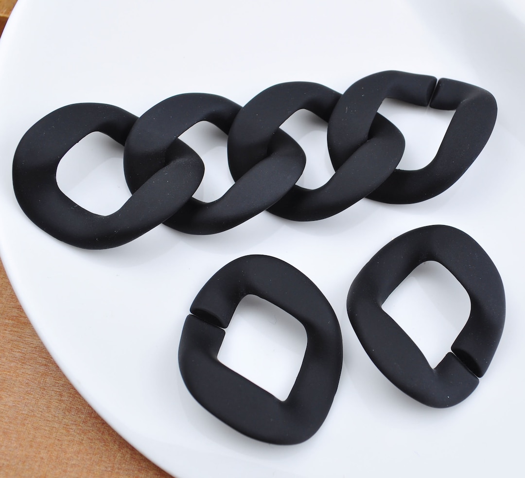 17pcs（40cm Length） Acrylic Chunky Chain Links,black Color Plastic Open ...