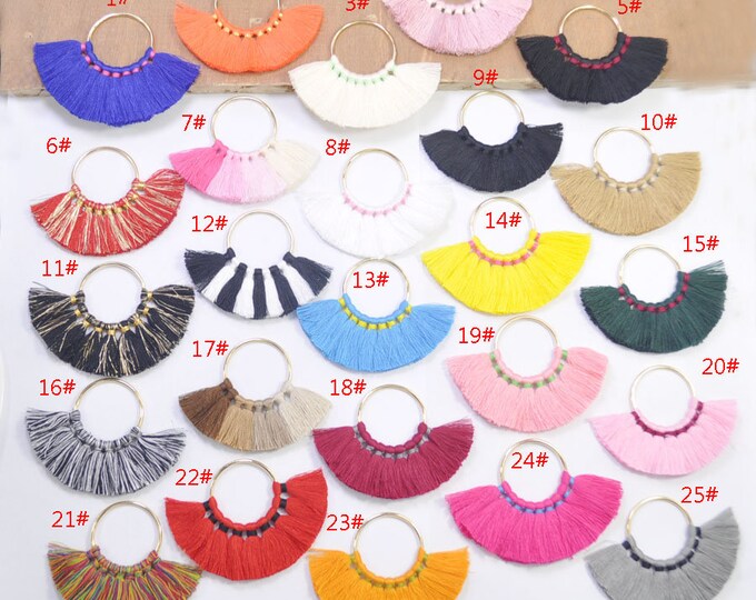 2 Pieces Large Fan Tassels on Gold Brass Findingsmixed Color - Etsy