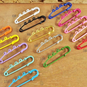 15 Colors,enamel Metal Safety Pin,colorful Safety Pin With 3 Loops,pins ...