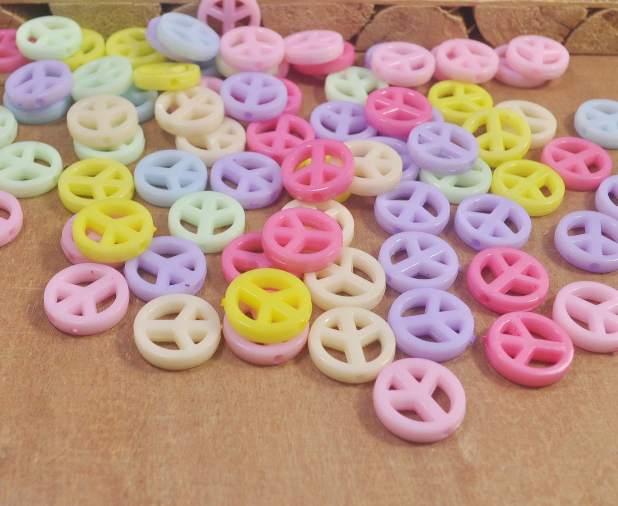 Plastic Peace Sign Beads100pcs Mixed Color Acrylic - Etsy