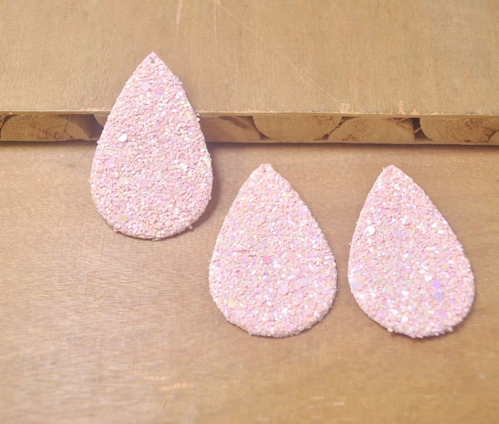 10pc Pink Glitter Leather Teardrops For | Etsy