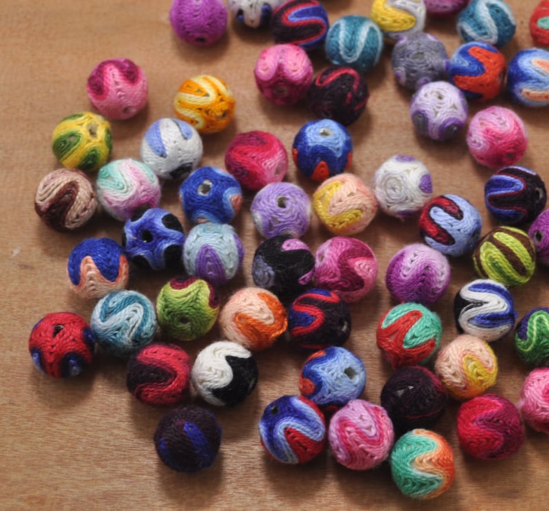 10pcs Cotton Beadscrochet Round Beadscolorful Textile Ball - Etsy