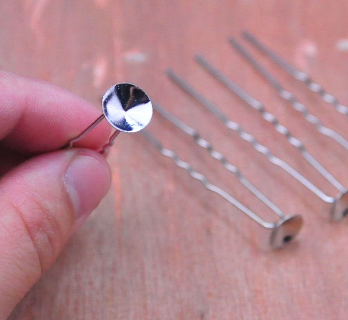 50pcs Thin Silver U Shaped Hair Pins With 10mm Bezel 67mm - Etsy