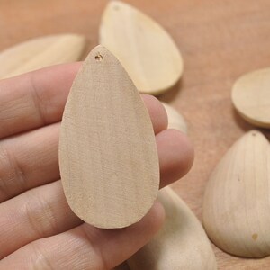 20pcs Large Water-drop Wooden Charm Unfinished Natural Wood Bead Flat ...