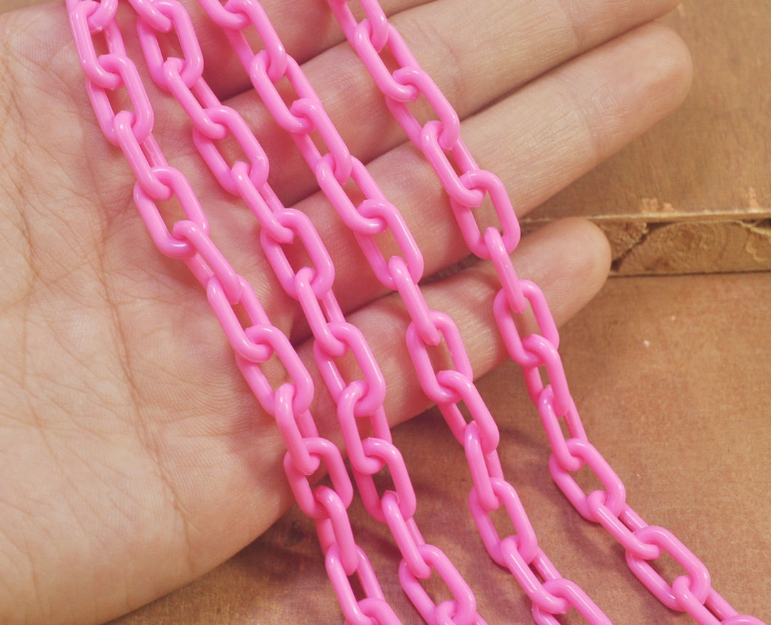 Plastic Chain , 13mm Hot Pink Acrylic or Plastic Chain,15 Inch Length ...