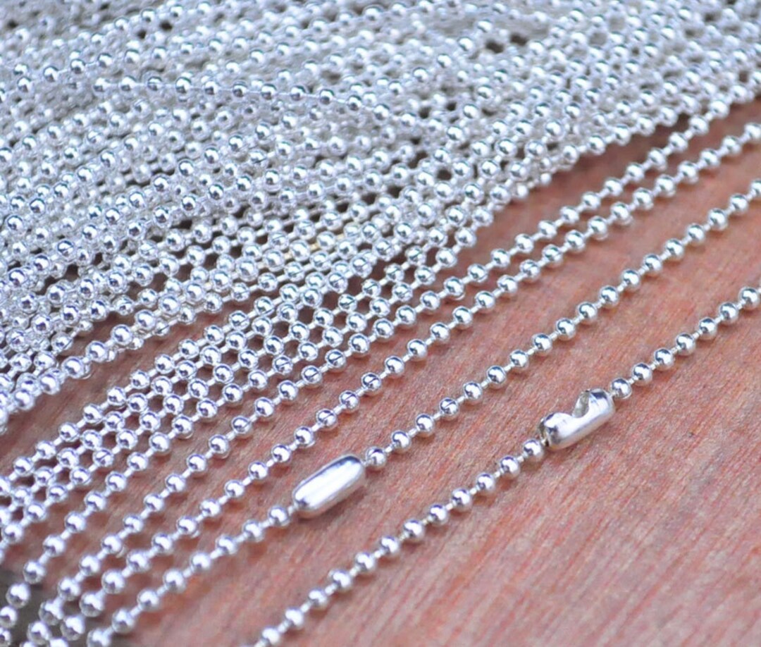 Shiny Silver Ball Chain Necklaces With Connectors.27.5 Inch Long Chain ...