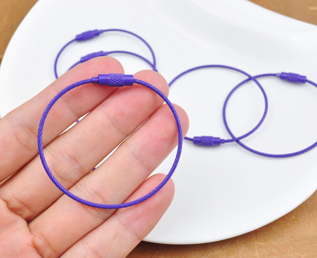 Deep Purple Bulk Cable Keychain,1-100pcs Purple Stainless Steel Rope ...