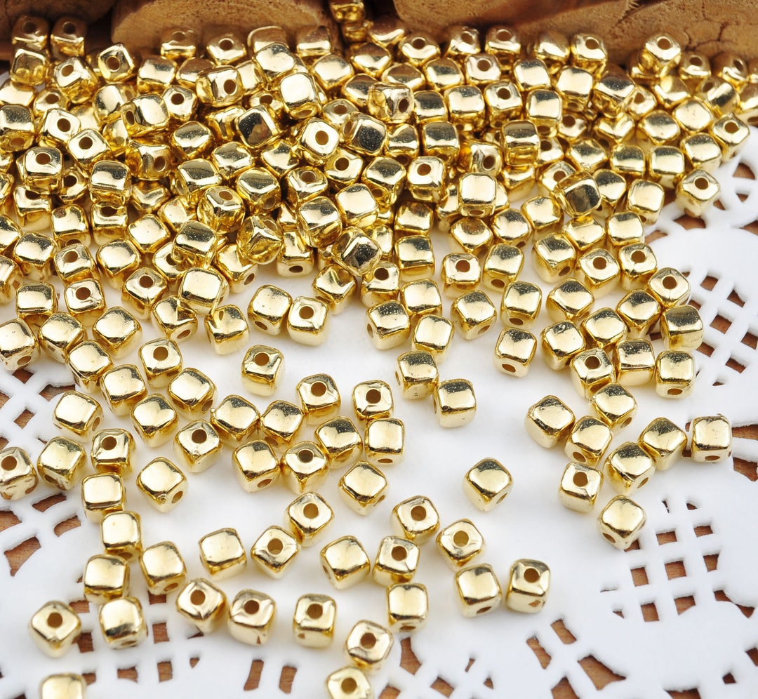 300 4mm Gold Tiny Square Shape Beads,cute Plastic Square Spacer Beads ...