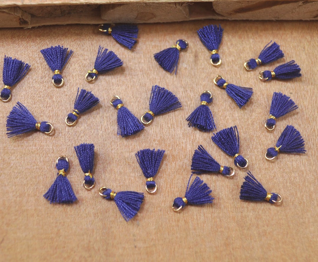 Navy,20pcs 10mm Mini Cotton Tassel,teeny Tiny Tassel With Gold Jumpring ...