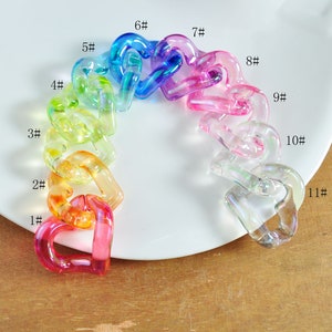 AB Transparent Color Heart Chain,10 AB Color Heart Acrylic Chunky Chain ...