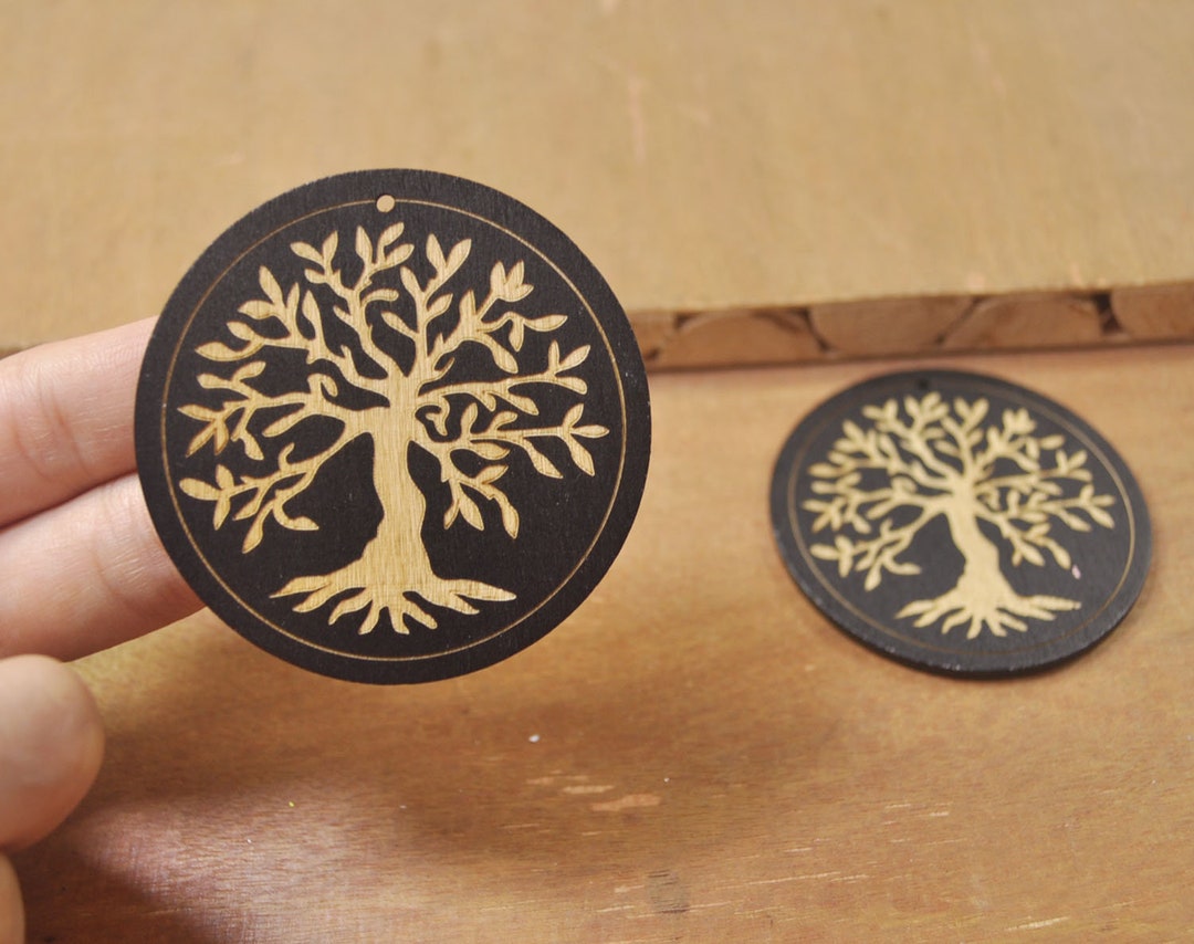6pcs Flat Round Wooden Earrings Pendant,tree Earring Jewelry,laser ...