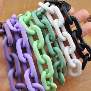 24 Color,matte Oval Cable Chunky Chain Links,plastic Open Chain Link ...
