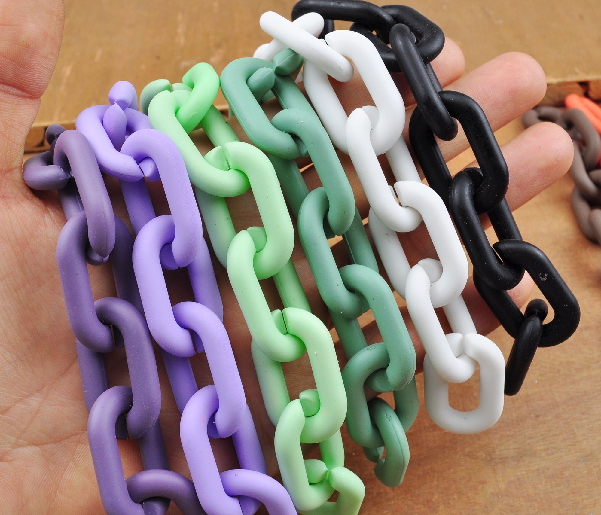 24 Color,matte Oval Cable Chunky Chain Links,plastic Open Chain Link ...